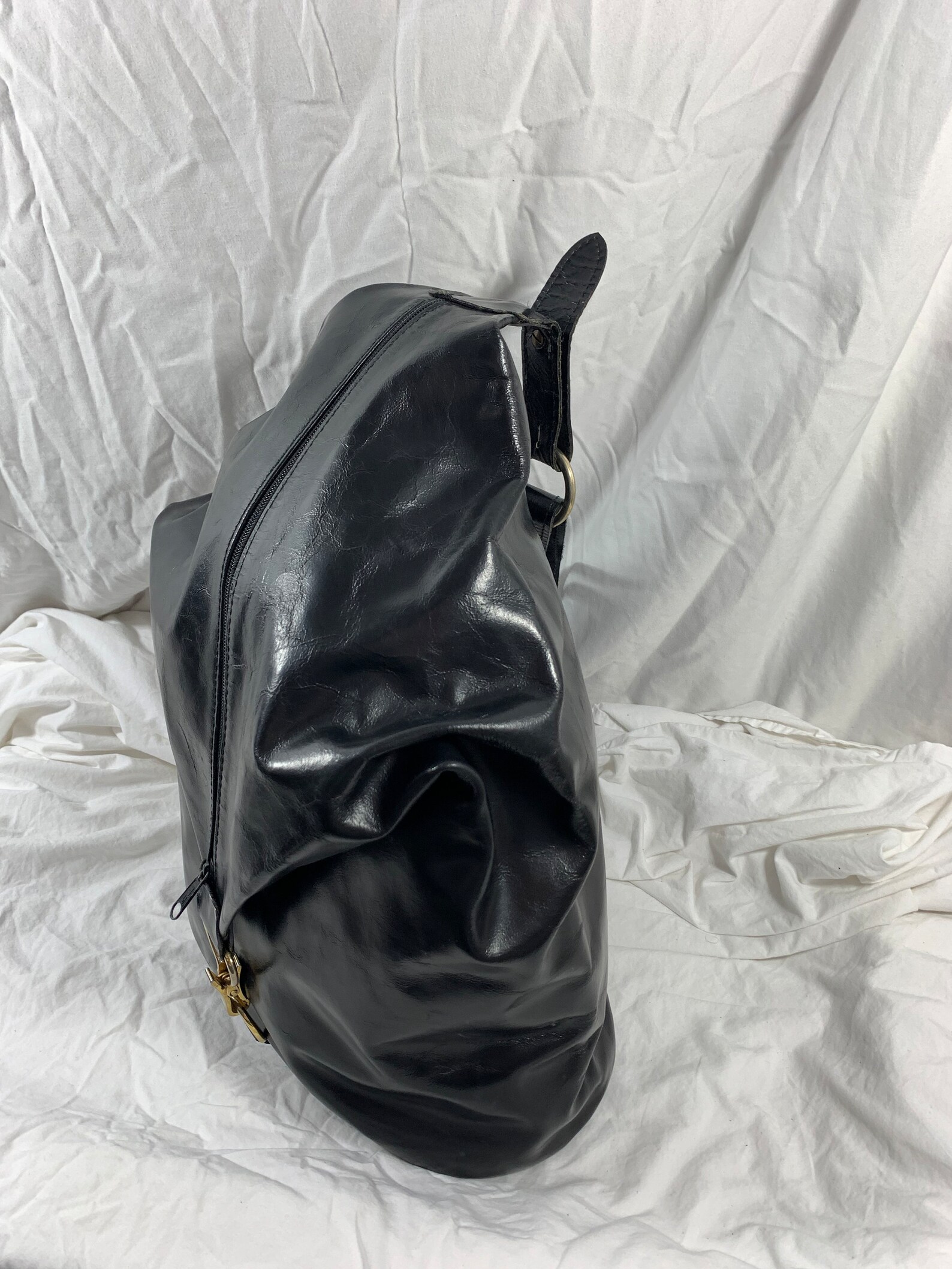 Large Vintage Black Leather Napsack Shoulder Bag Purse Hippie - Etsy