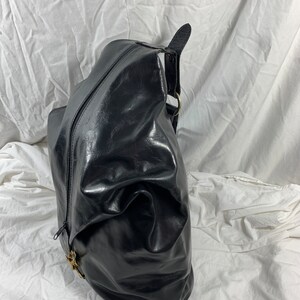 Large Vintage Black Leather Napsack Shoulder Bag Purse Hippie - Etsy