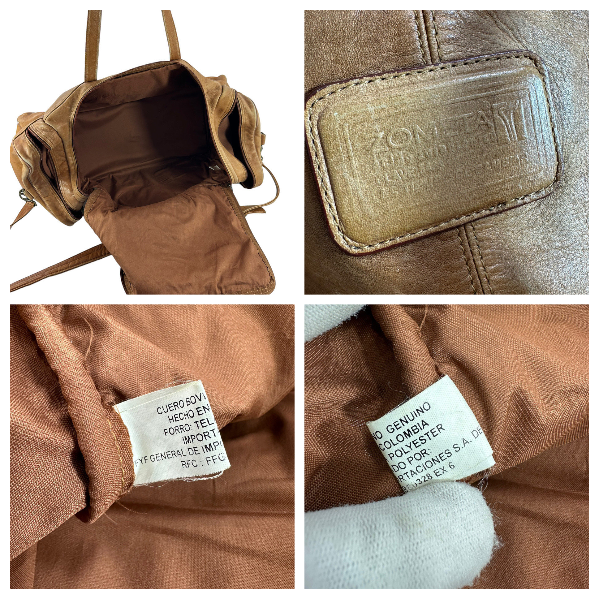 Genuine Vintage ZOMETA Tan Leather Duffle Travel Bag Carryall - Etsy