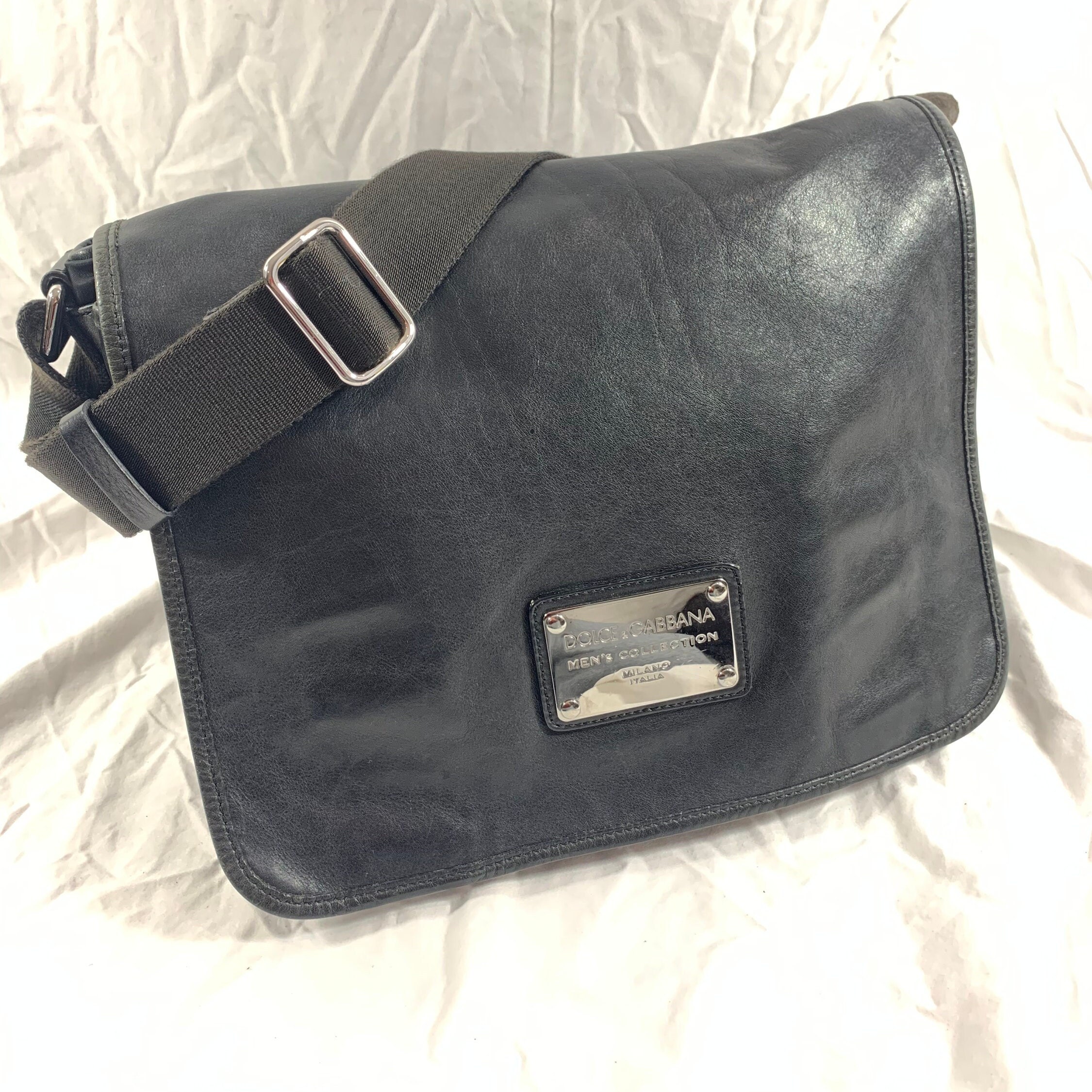 Genuine Vintage DOLCE & GABBANA Black Leather Nylon Front Genuine Vintage DOLCE & GABBANA Black Leather Nylon Front
