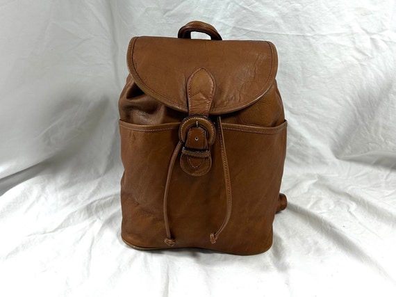 Genuine BOULDER RIDGE tan leather backpack rucksack f… - Gem
