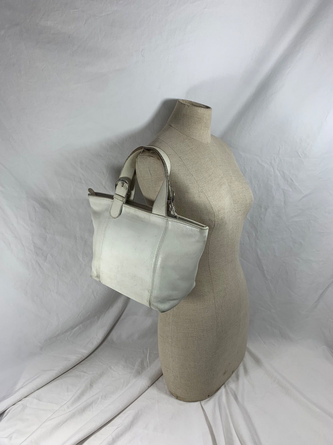 Genuine Vintage COACH 4133 Waverly White Leather Handbag Purse ...