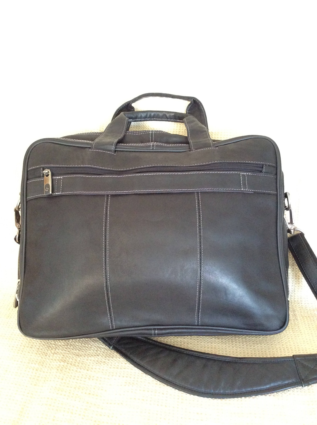 Vintage SAMSONITE Black Leather Briefcase Laptop Carrier With Strap - Etsy
