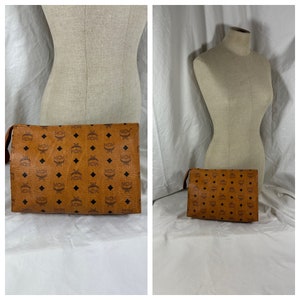 Vintage MCM Mode Creation Munich Visetos Cognac Toiletry Cosmetic Bag ...