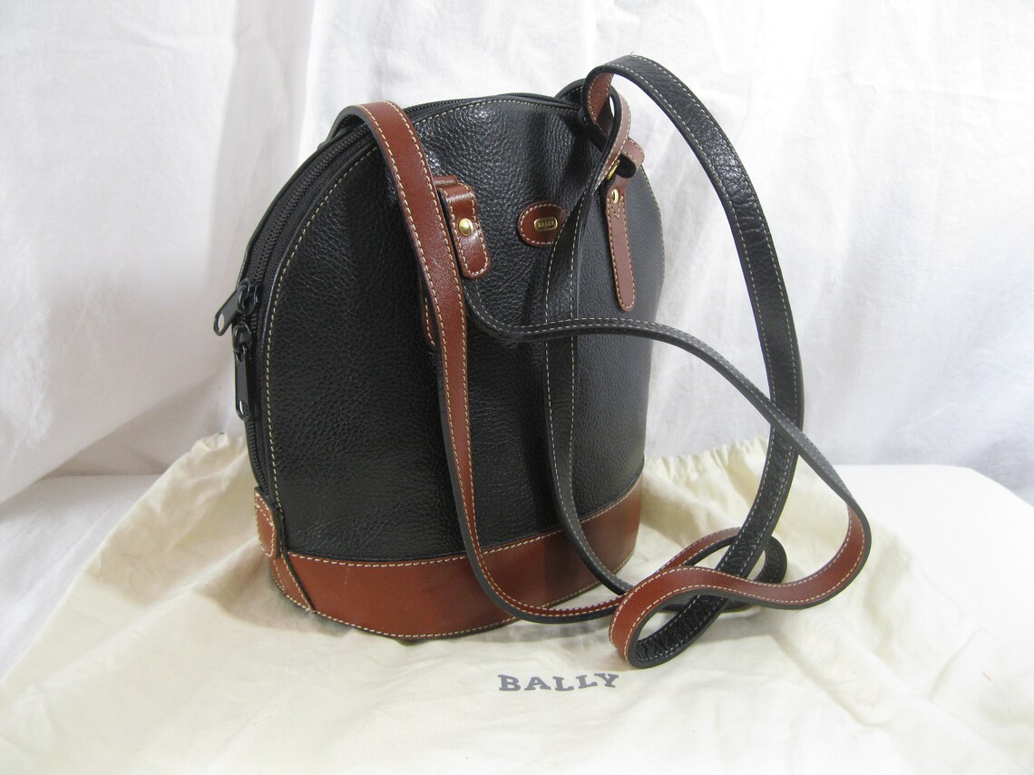 Genuine vintage Bally black leather bucket shoulder bag | Etsy