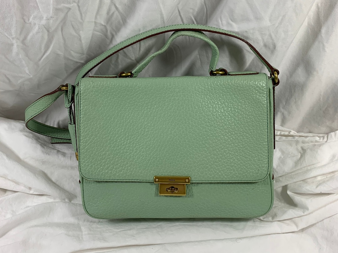 Genuine Vintage FOSSIL Teal Blue Leather Crossbody Shoulder Bag ...