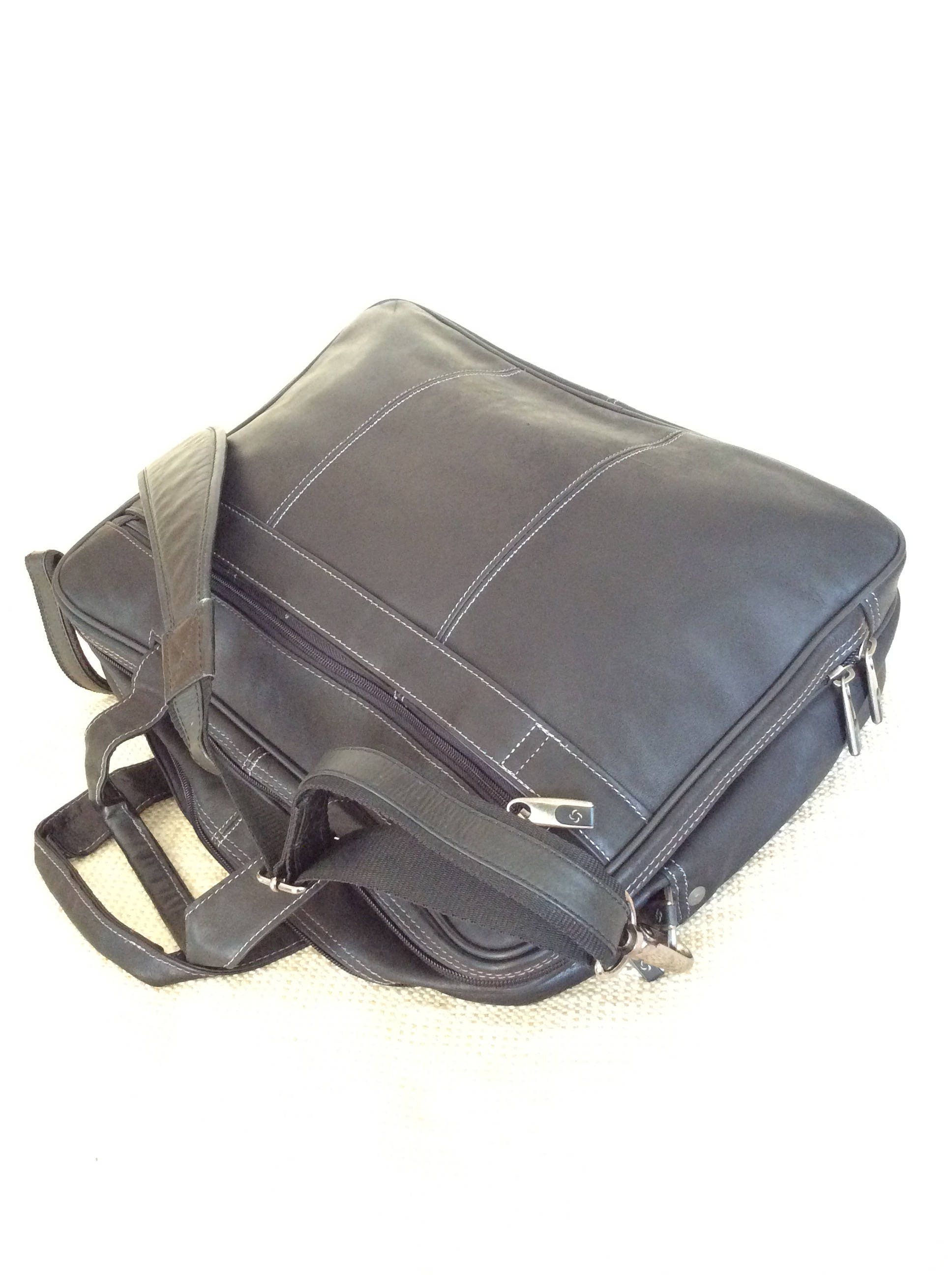 Vintage SAMSONITE Black Leather Briefcase Laptop Carrier With Strap - Etsy