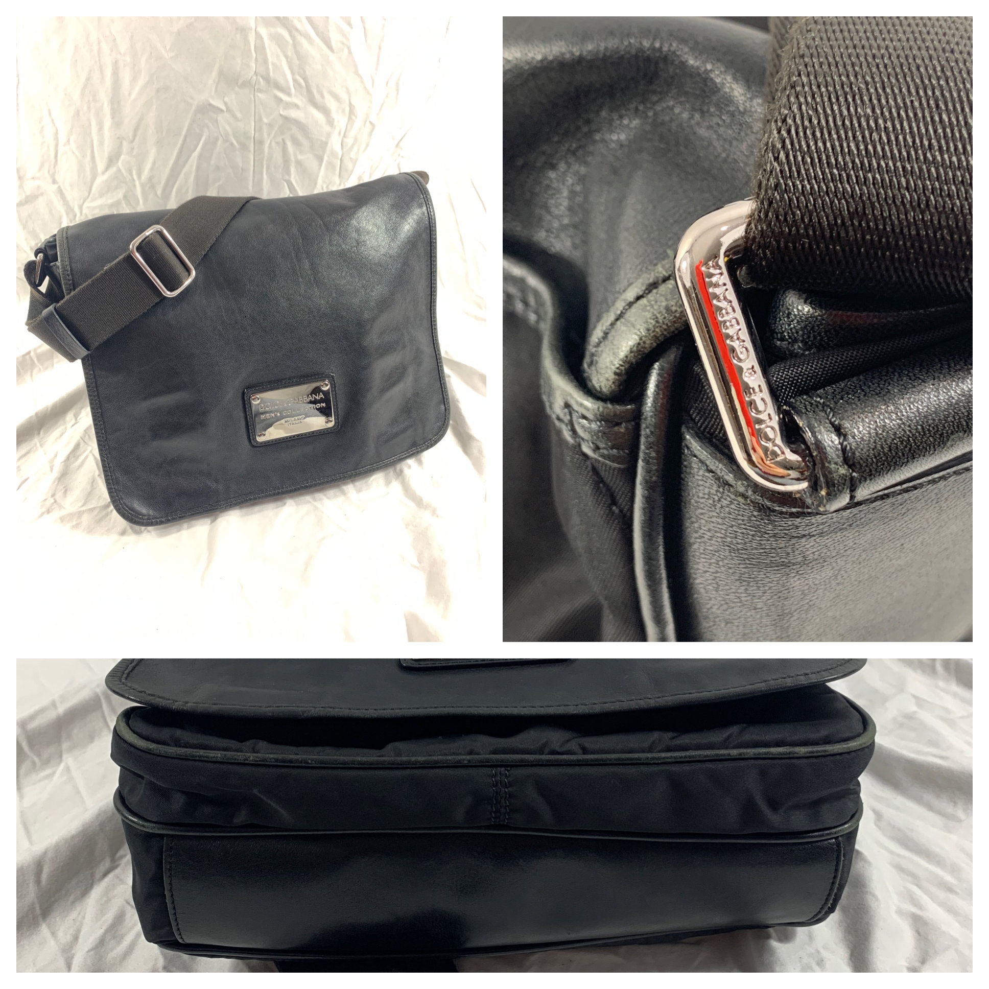 Genuine Vintage DOLCE & GABBANA Black Leather Nylon Front Genuine Vintage DOLCE & GABBANA Black Leather Nylon Front