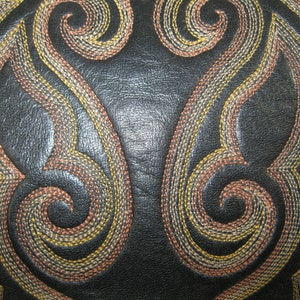 Genuine Vintage Black Leather Charro Western Bag With Multi Stitch Calf ...