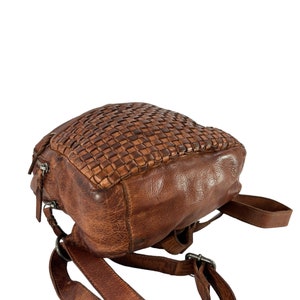 Vintage VILENCA Holland Tan Leather Woven Backpack Rucksack Adjustable ...