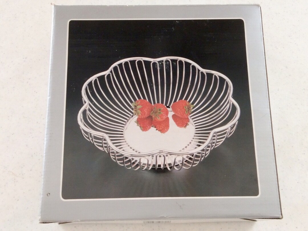 Alessi Style Centerpiece Table Decor Silver Plate Wire Basket Fruit ...