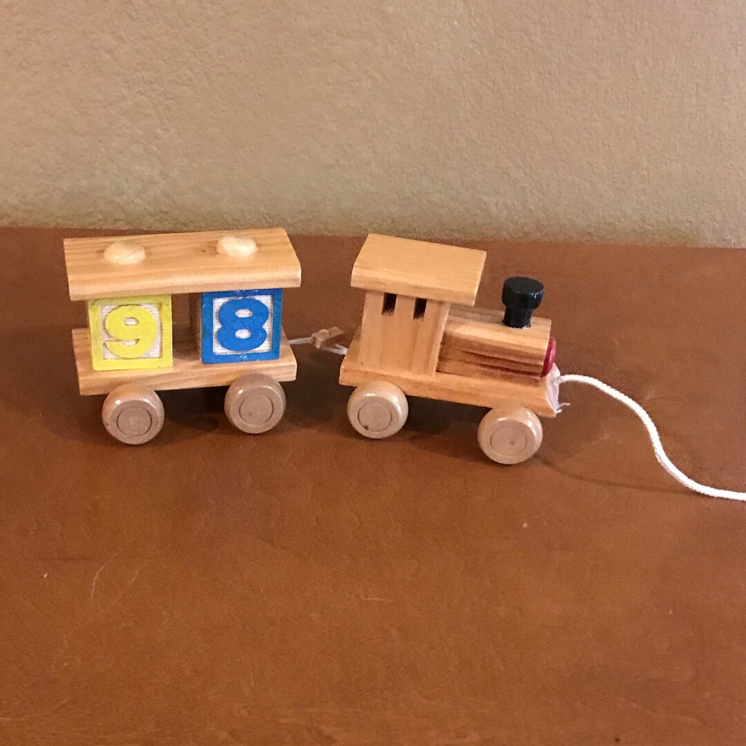 Little Wooden Train Set Pull Toy, 1980s - Etsy