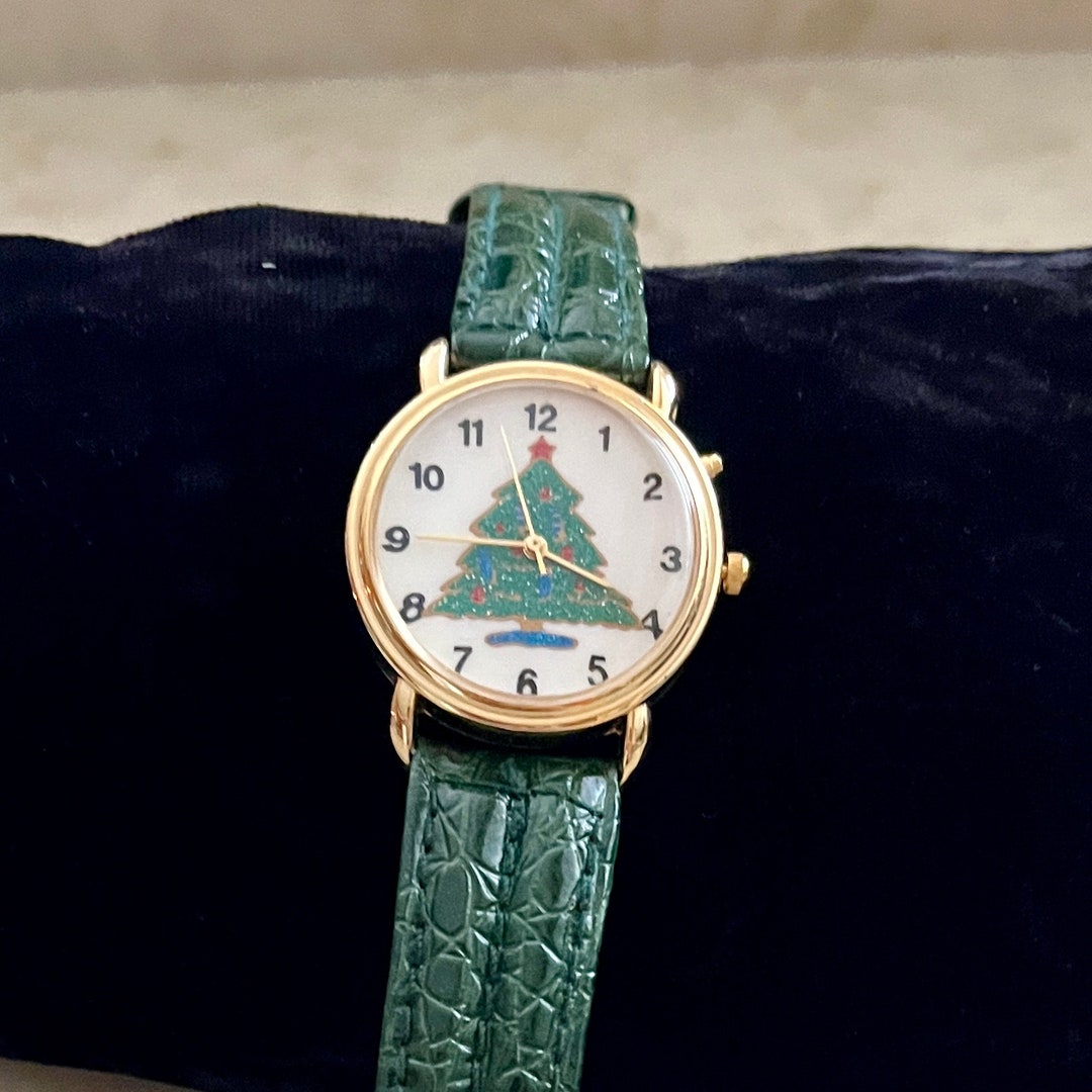 Gold Tone Bracelet Watch Christmas Tree Genuine Green - Etsy