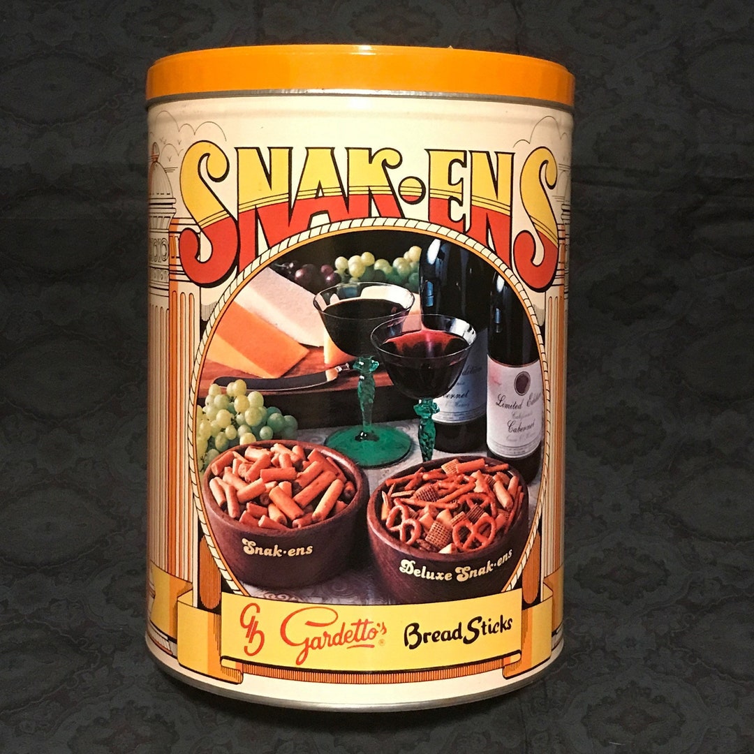 Popcorn Tin, Gordetto Snak-ens Bread Sticks, 9.5” Diameter by 10” Tall ...