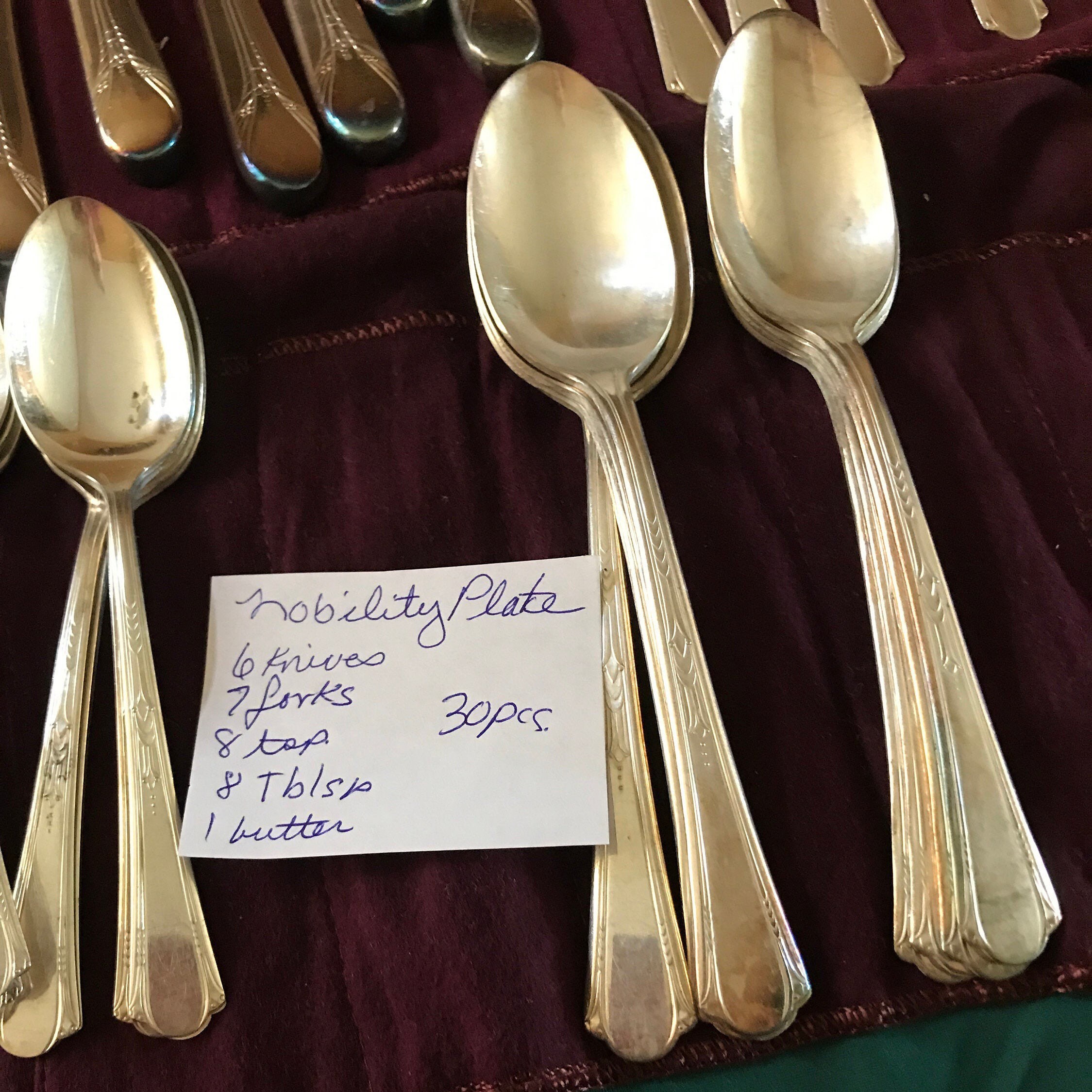 30 Pcs VALENCIA Flatware Silverware, Silver Plate, Art Deco, Heirloom ...