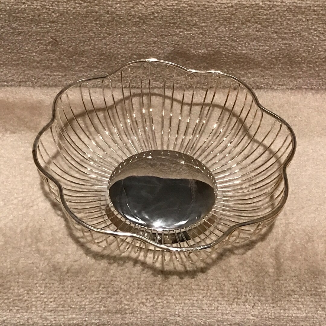 Alessi Style Centerpiece Table Decor Silver Plate Wire Basket Fruit ...