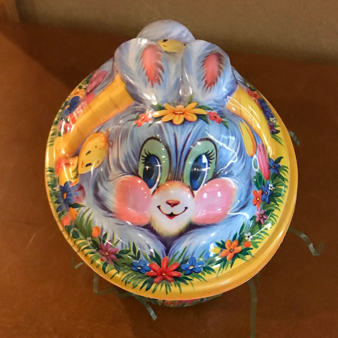 Bunny Rabbit Container W/ Green Grass, Plastic, Vintage 1980s - Etsy