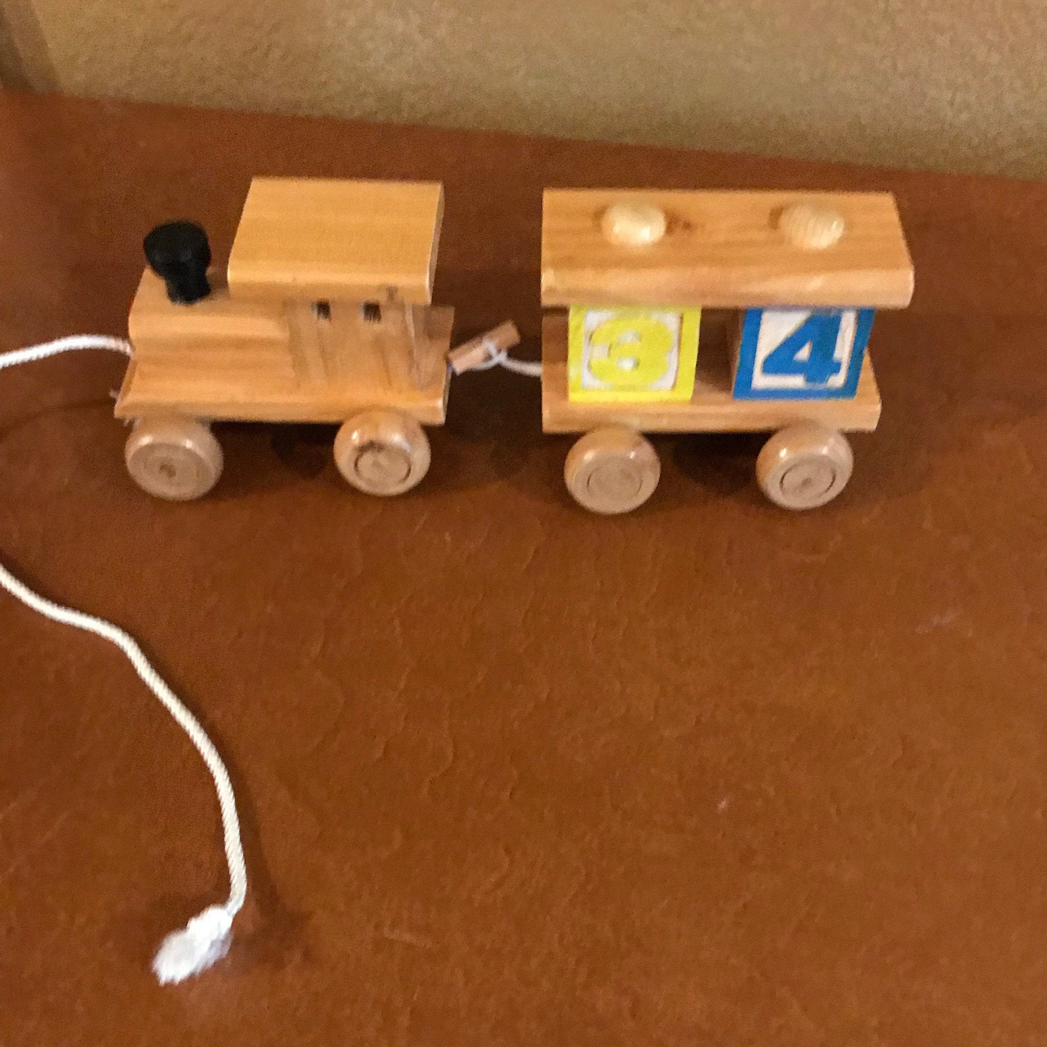 Little Wooden Train Set Pull Toy, 1980s - Etsy