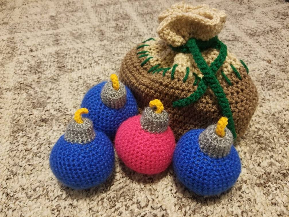 Legend of Zelda Crocheted Bomb Bag and Bombs Handcrafted, Nostalgic ...