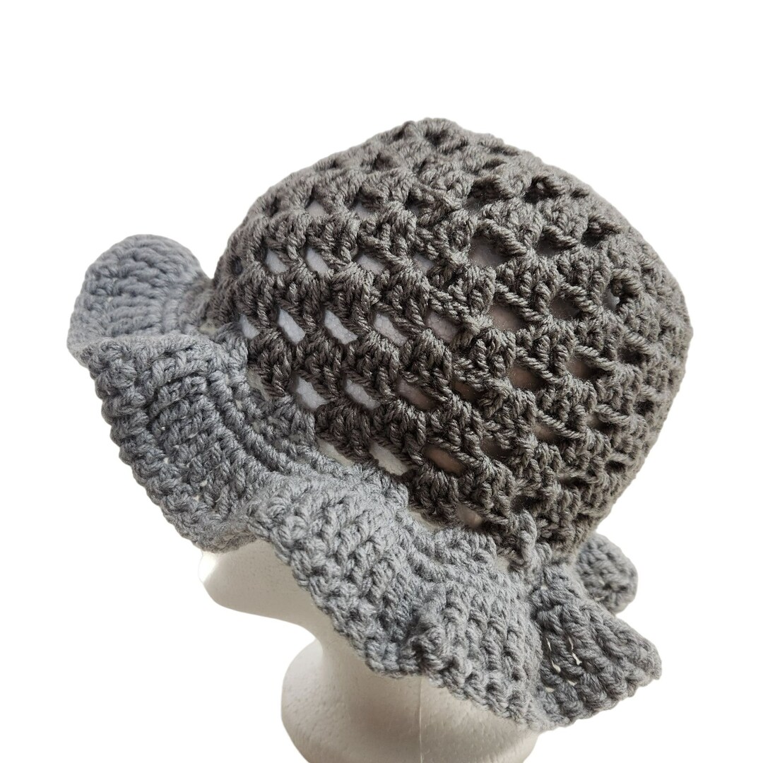 Bucket Hat Granny Handknit Shades of Grey Sun Hat - Etsy