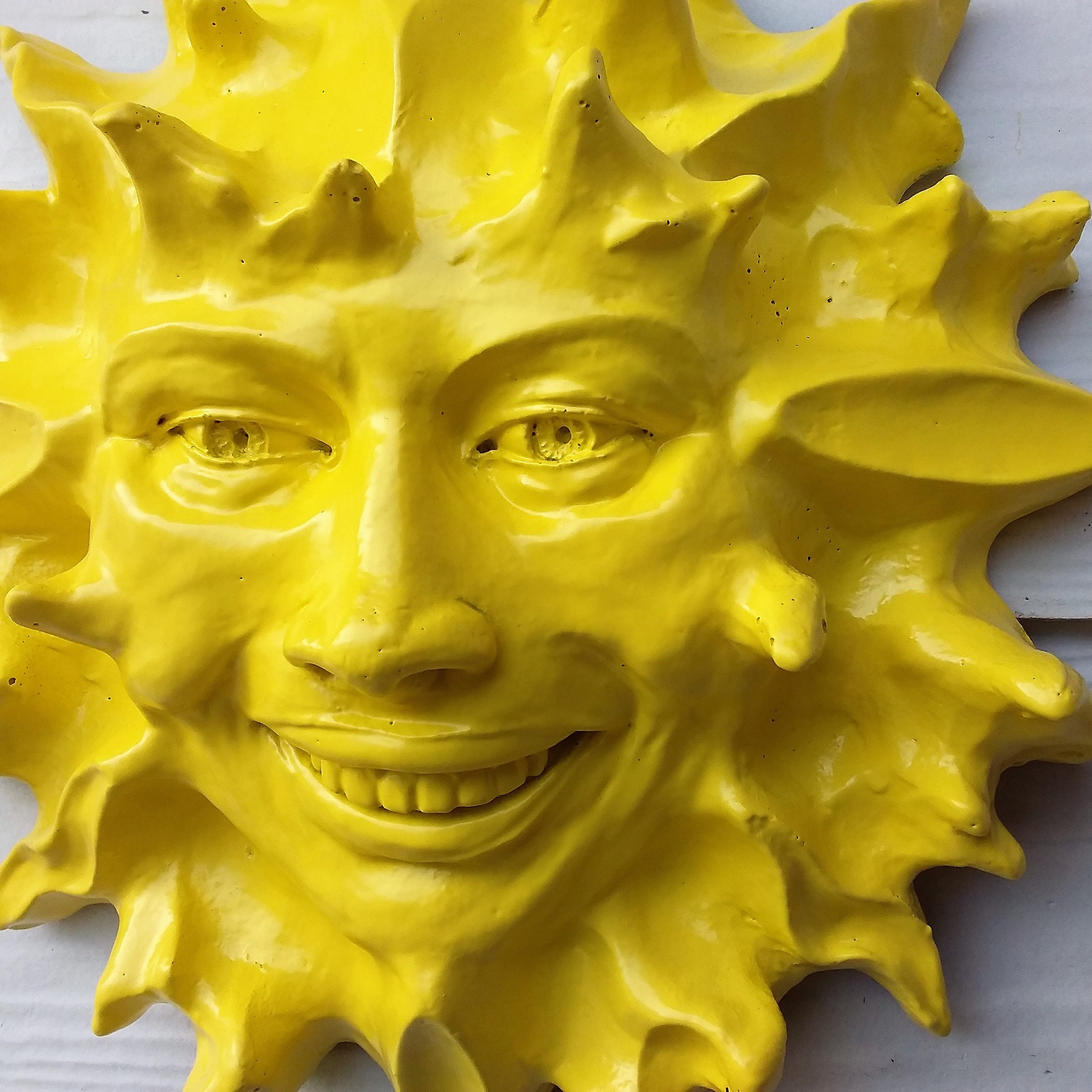 Unique Yellow Sun Face Sculpture 11 Indoor/outdoor | Etsy