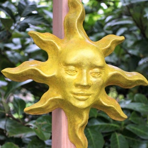 Handmade Gold Sun Face Wall Sculpture for Home, Garden, Yard, Patio ...