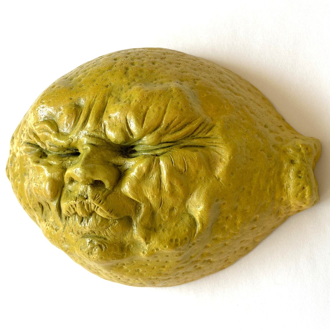 8" Sour Lemon Face, Indoor/outdoor Wall Sculpture, a Unique Decor ...