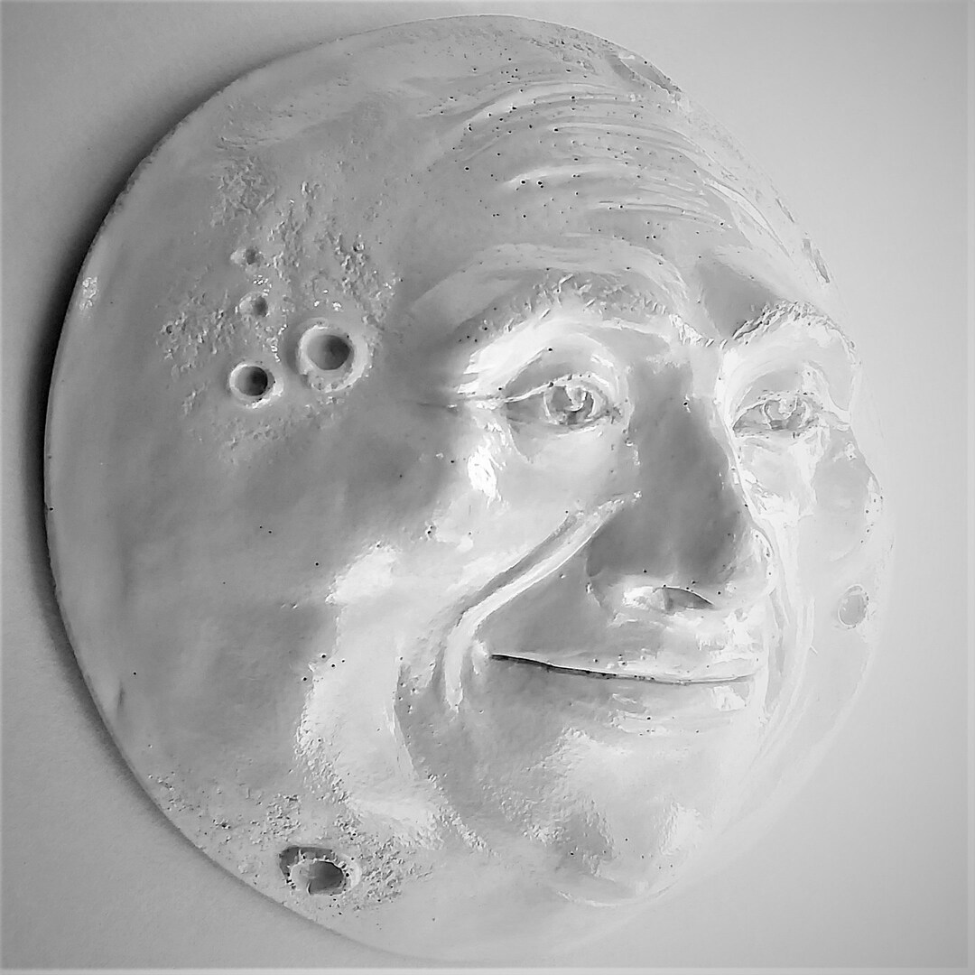 Adorable Handmade 5 Moon Face, Hand-enameled Ghosty-white Finish, Ready ...