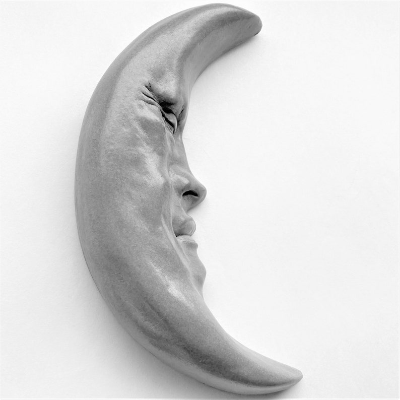 Cast Stone Crescent Moon Sculpture for Home and Garden Great | Etsy