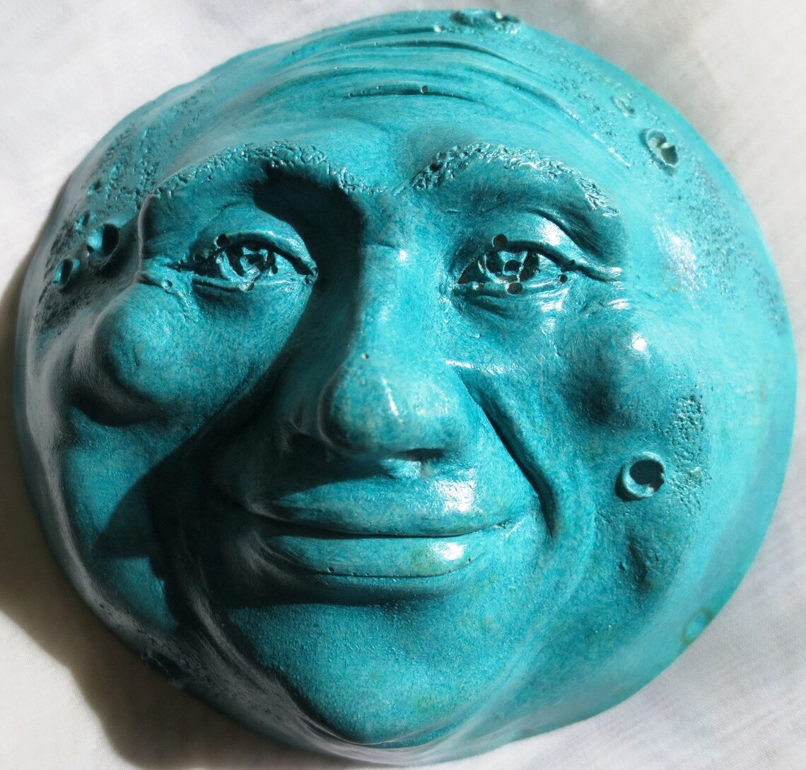 Turquoise Full Moon Sculpture for Home and Garden by | Etsy
