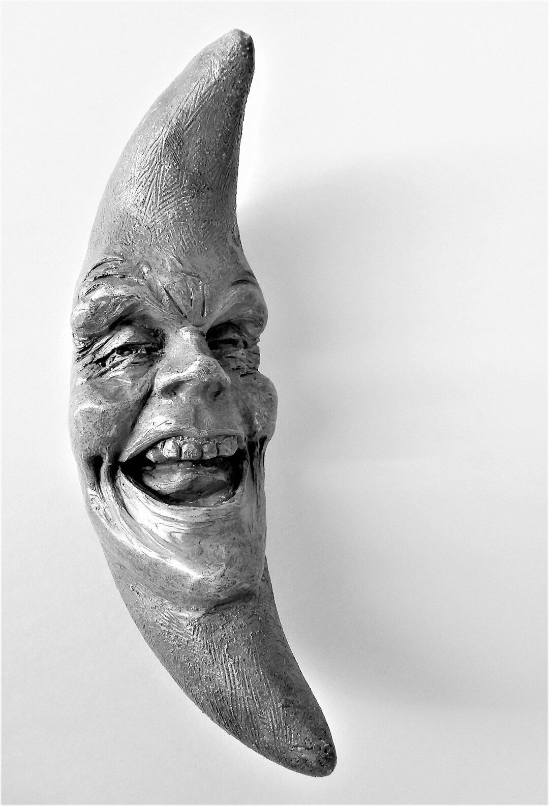 9" Handmade Laughing Moon Wall Sculpture, Ready to Hang, Indoors or Out ...