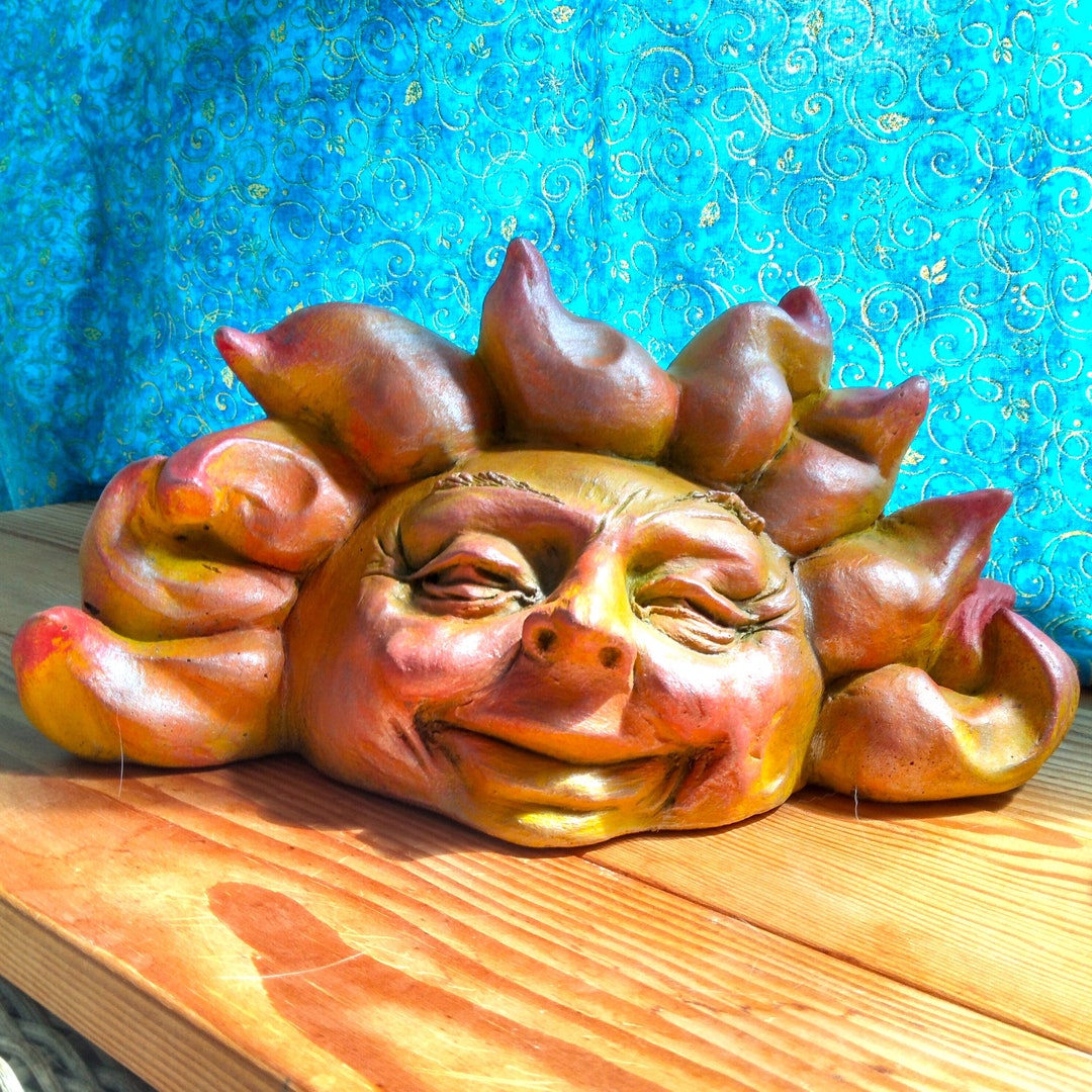 Collectible Handmade Sun Face Sculpture, Sold by Artist, Indoor-outdoor ...