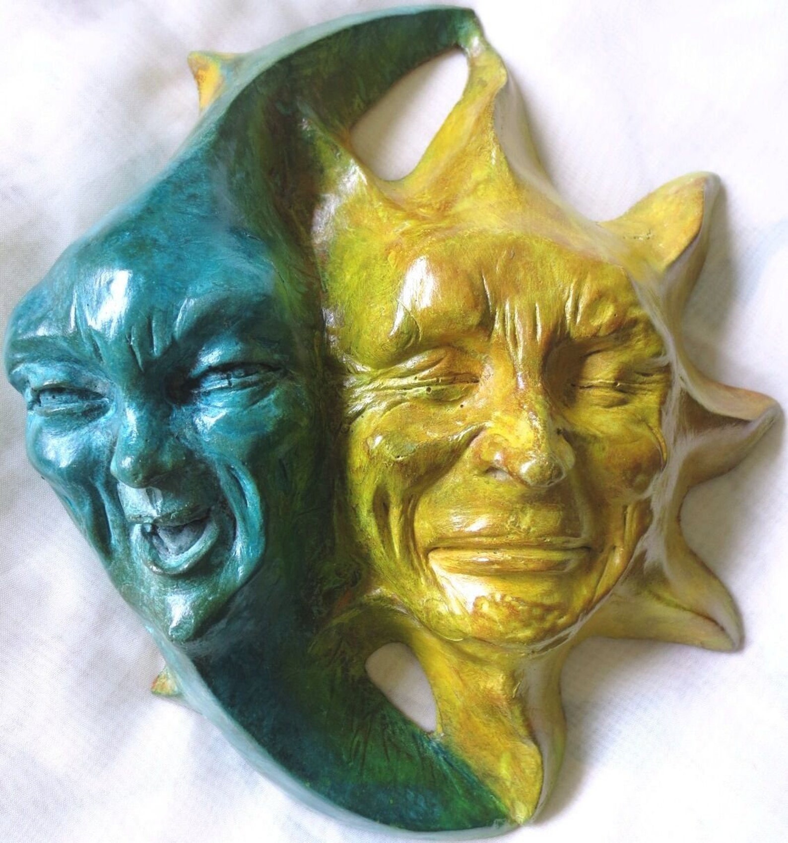 Outdoor Indoor Sun Moon Cast Stone Wall Art Mask With Personality by ...