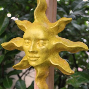 Handmade Gold Sun Face, Garden Art Sculpture for Home, Yard, Patio ...