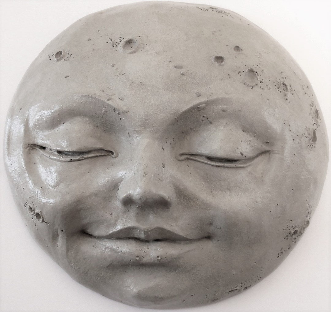 9" Handmade Full Moon Wall Sculpture, Beautiful Indoor-outdoor Cast ...