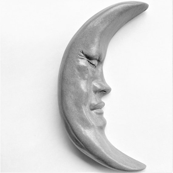 Cast Stone Crescent Moon Sculpture for Home and Garden Great | Etsy