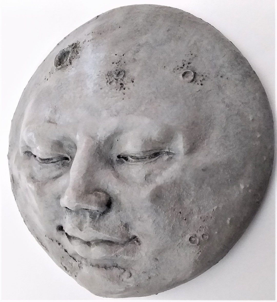Handmade Full Moon Yard Art, a Weatherproof Cast Stone Wall Sculpture ...