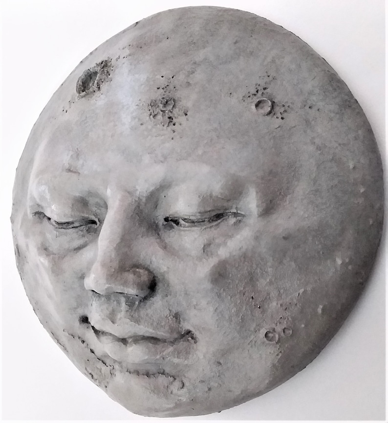 Handmade Full Moon Yard Art, a Weatherproof Cast Stone Wall Sculpture ...