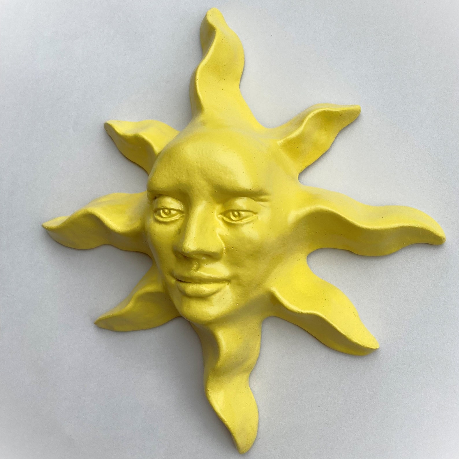 Handmade Yellow Sun Face Sculpture Wall Art for Home Garden - Etsy