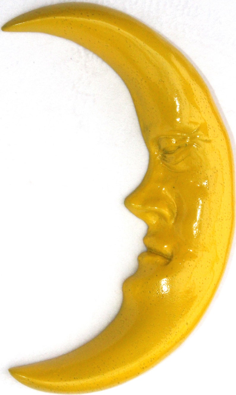 Collectible Yellow Crescent Moon a Handmade Enameled Wall - Etsy