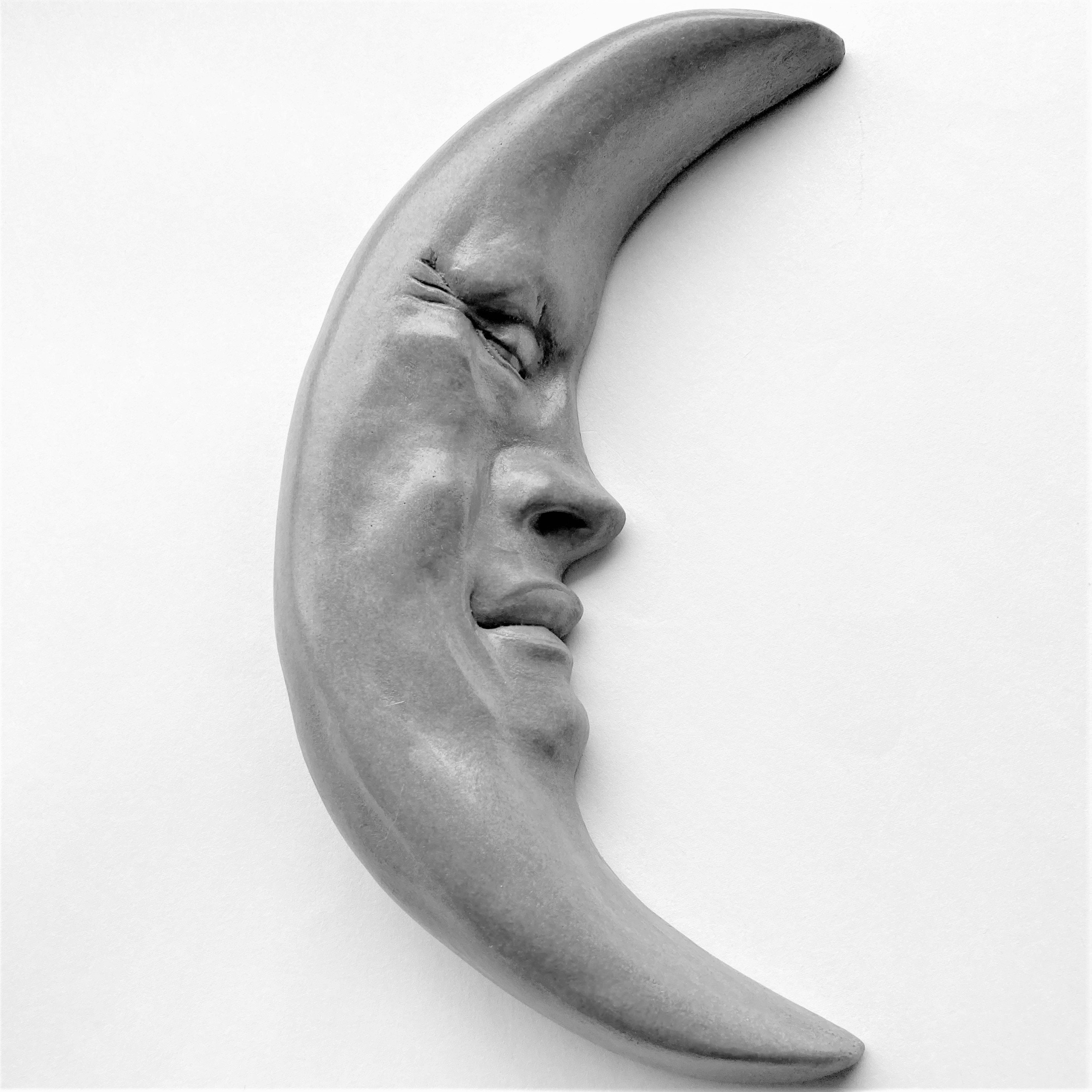 Cast Stone Crescent Moon Sculpture for Home and Garden Great | Etsy