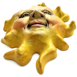 7" Handmade Sun Face, Weatherproof Wall Sculpture, Ready-to-hang ...