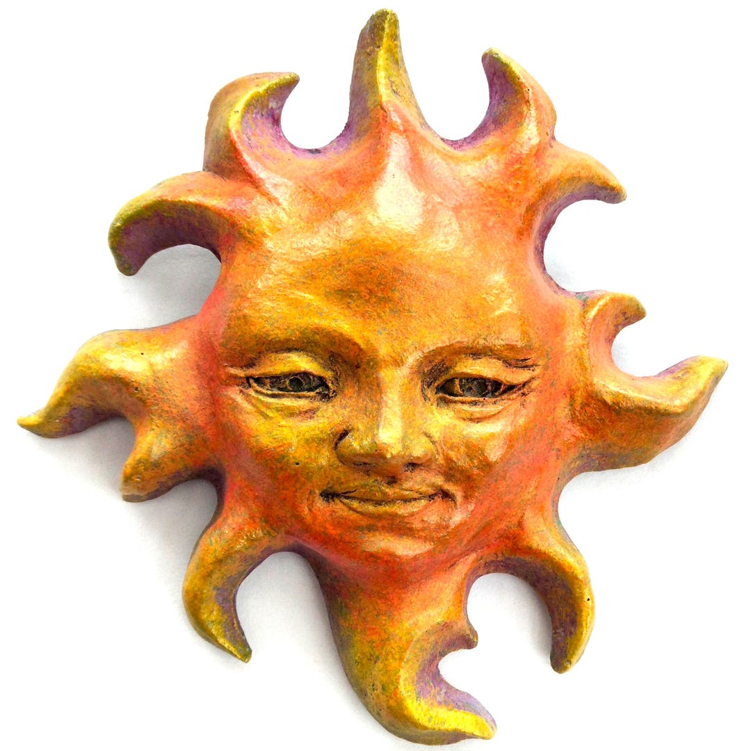 Beautiful Golden Mini Sun Face Wall Sculpture for Home and Garden, Gift ...