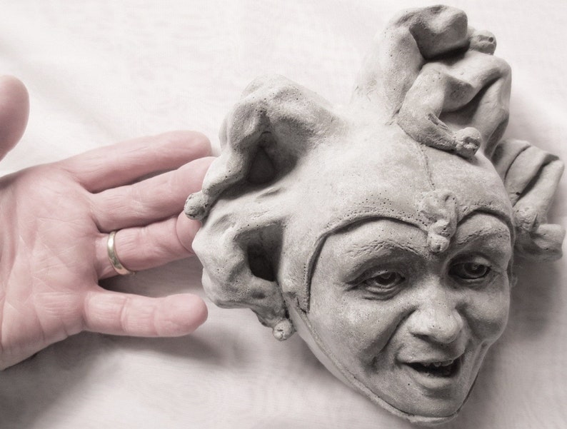 Foolish Jester a Funny Cast Stone Joker Garden Art Wall | Etsy