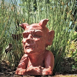 8" Red Devil Statue, a Cute, Thoughtful Indoor-outdoor Folk Art ...