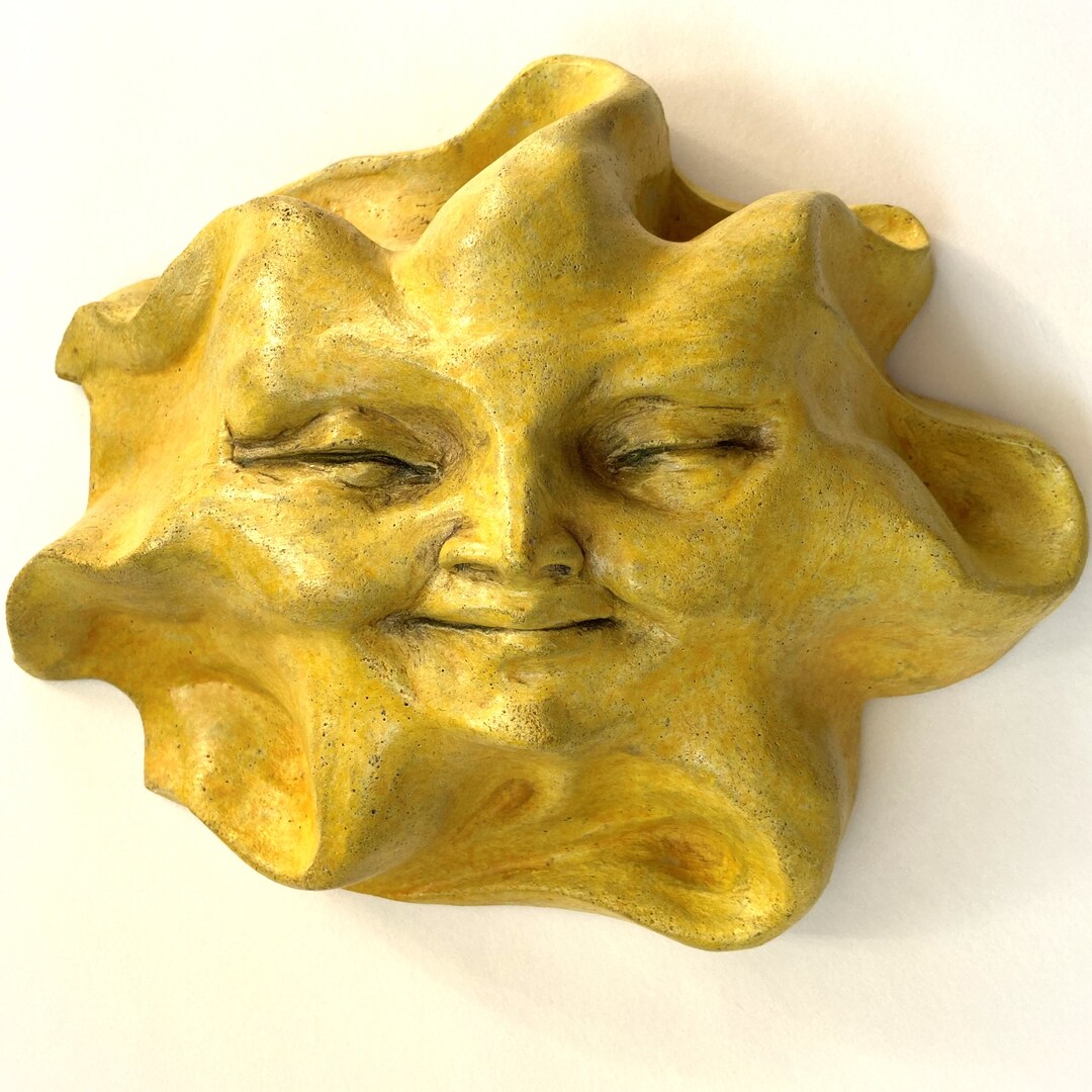 Handmade Original Sun Face Wall Sculpture, Ready-to-hang Figurine-style ...