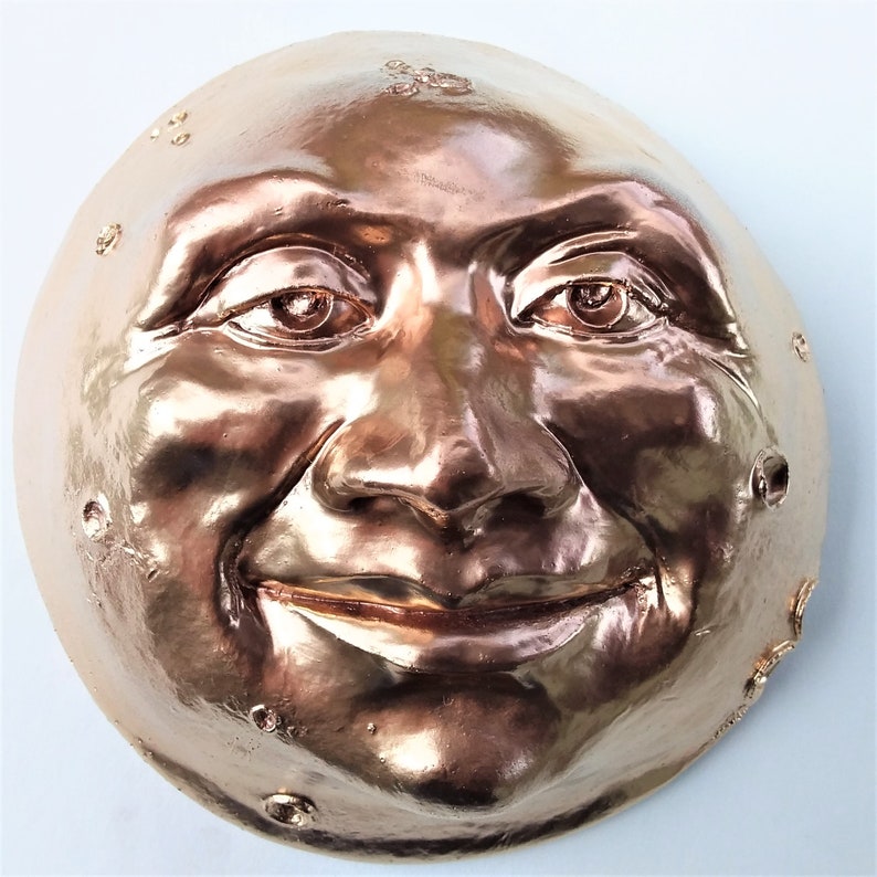Brilliant Golden Full Moon a Lovable Moon Man Wall Sculpture - Etsy