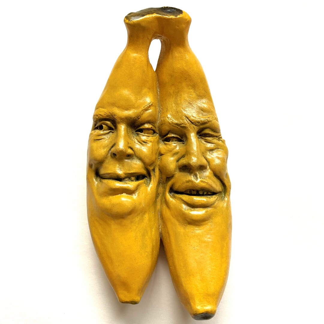 Handmade Banana Sculpture, Yellow Wall Art, Cute Funny Banana Sculpture ...