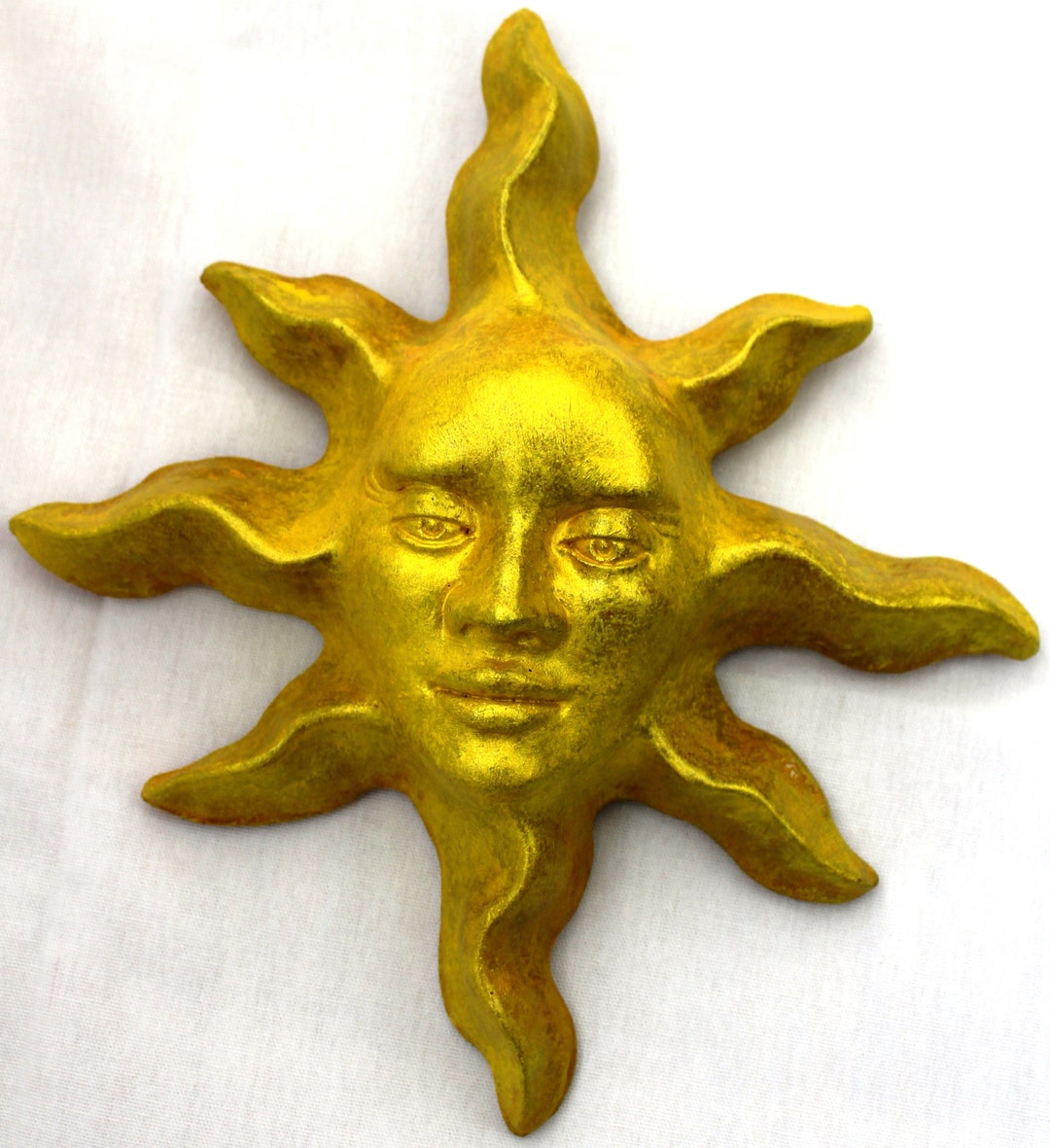 Handmade Gold Sun Face Wall Sculpture for Home, Garden, Yard, Patio ...