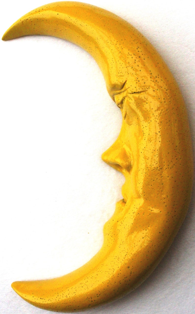 Collectible Yellow Crescent Moon a Handmade Enameled Wall - Etsy